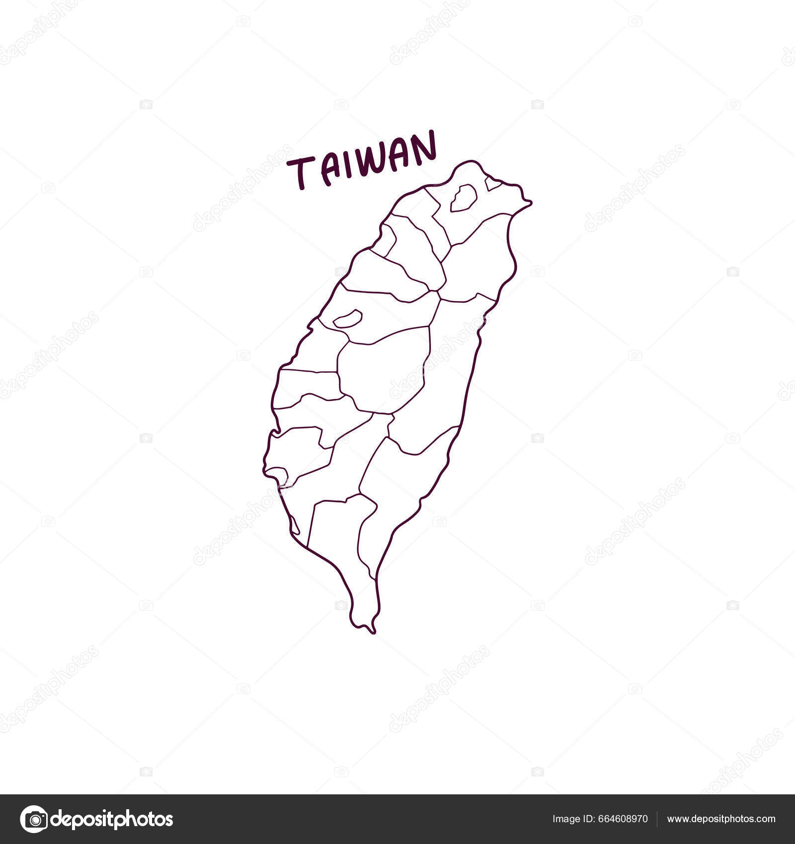 Hand Drawn Doodle Map Taiwan Vector Illustration Stock Vector by ...