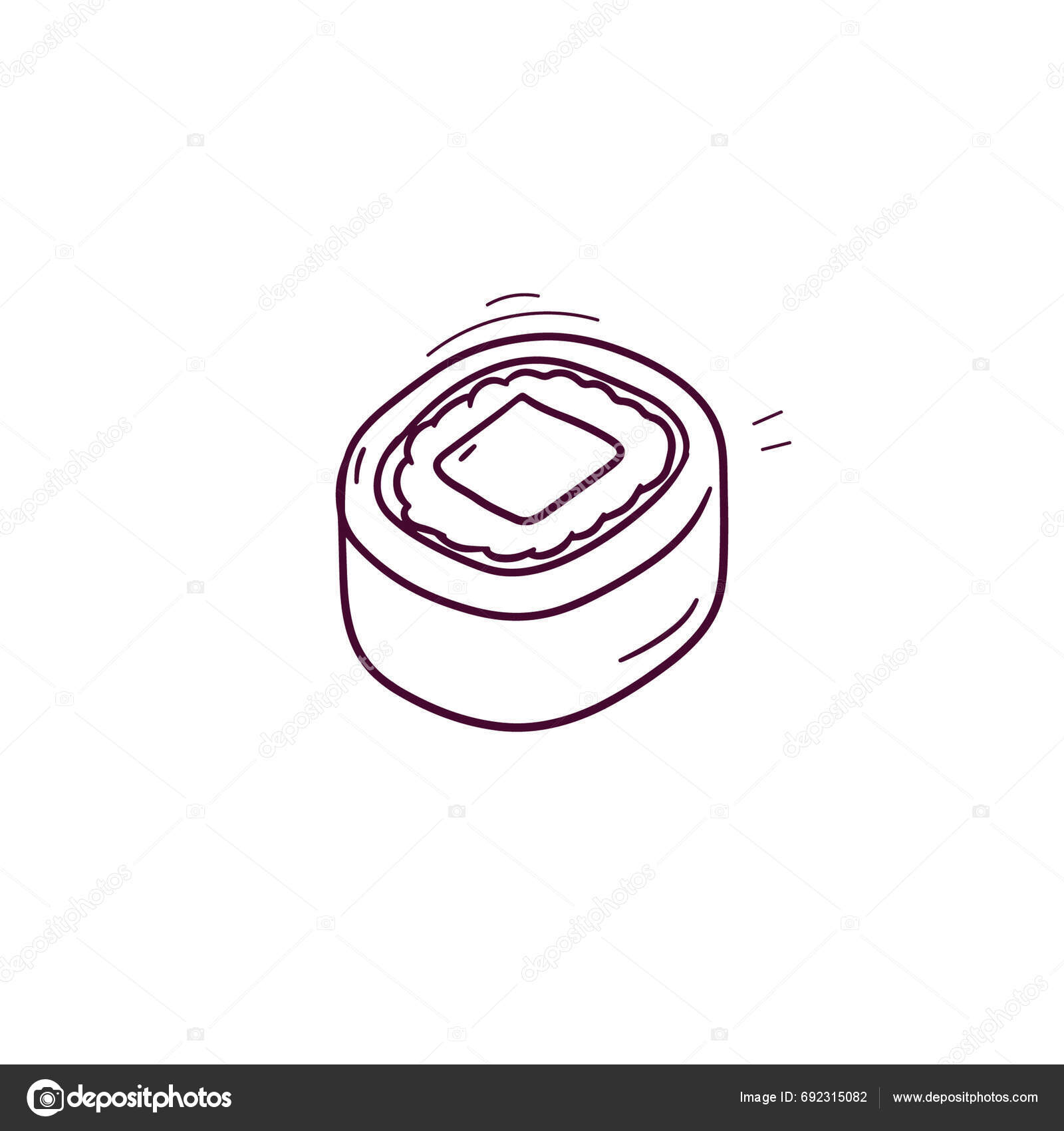 Kézzel Rajzolt Illusztrációja Sushi Ikon Doodle Vektor Vázlat ...