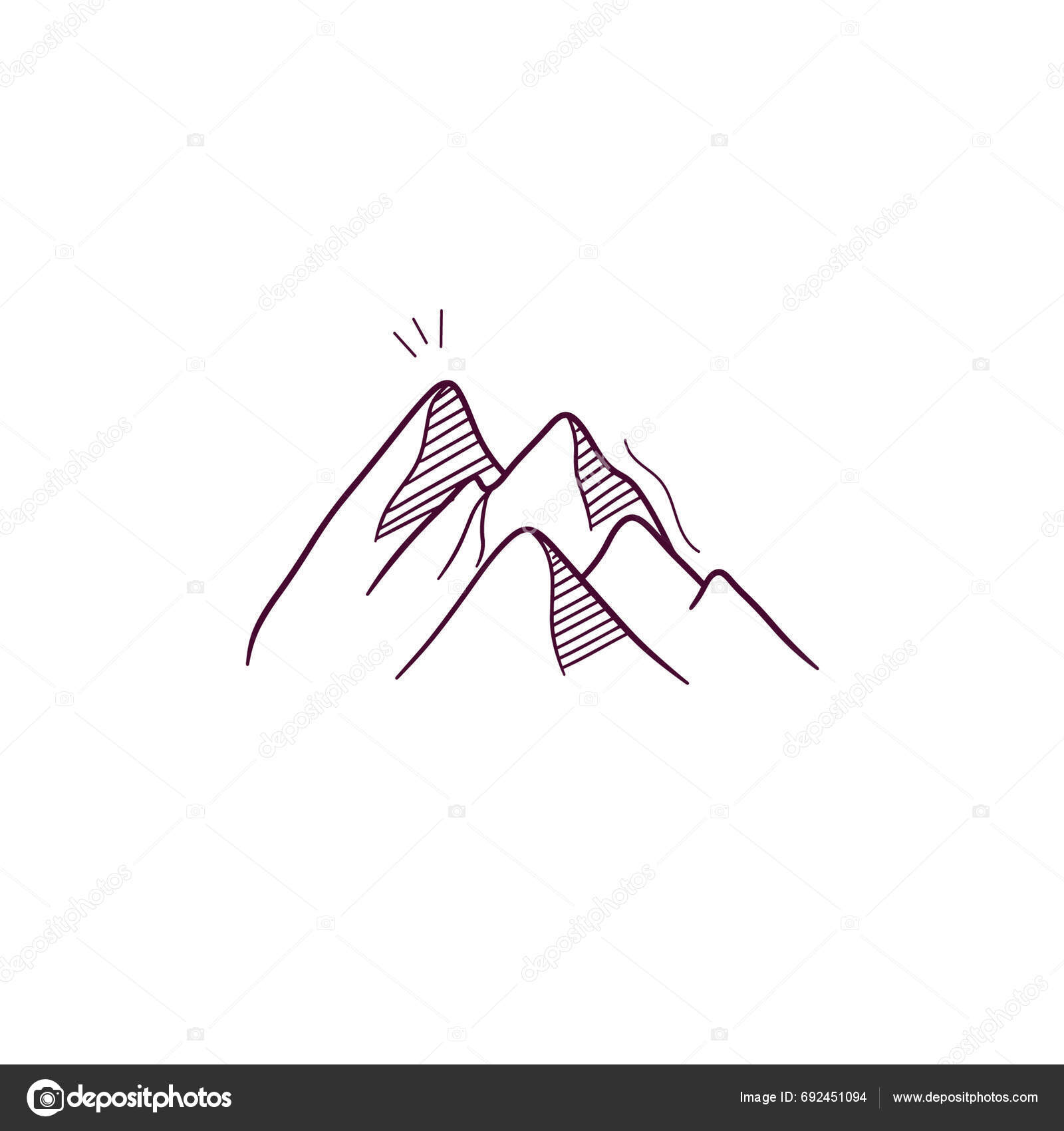 Hand Drawn Illustration Mountain Icon Doodle Vector Sketch Illustration ...