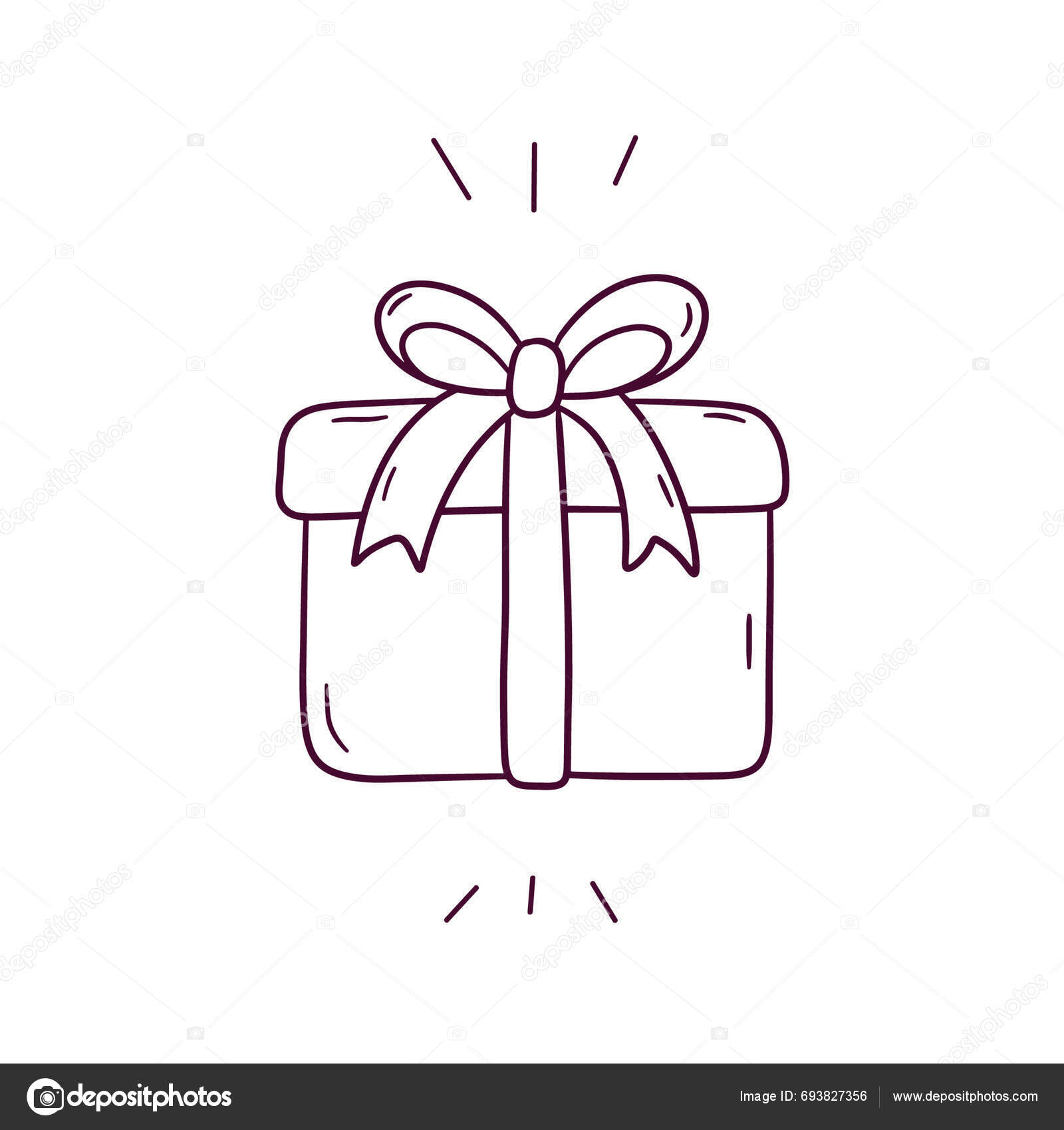 Ilustración Dibujada Mano Del Icono Caja Regalo Doodle Vector Sketch ...