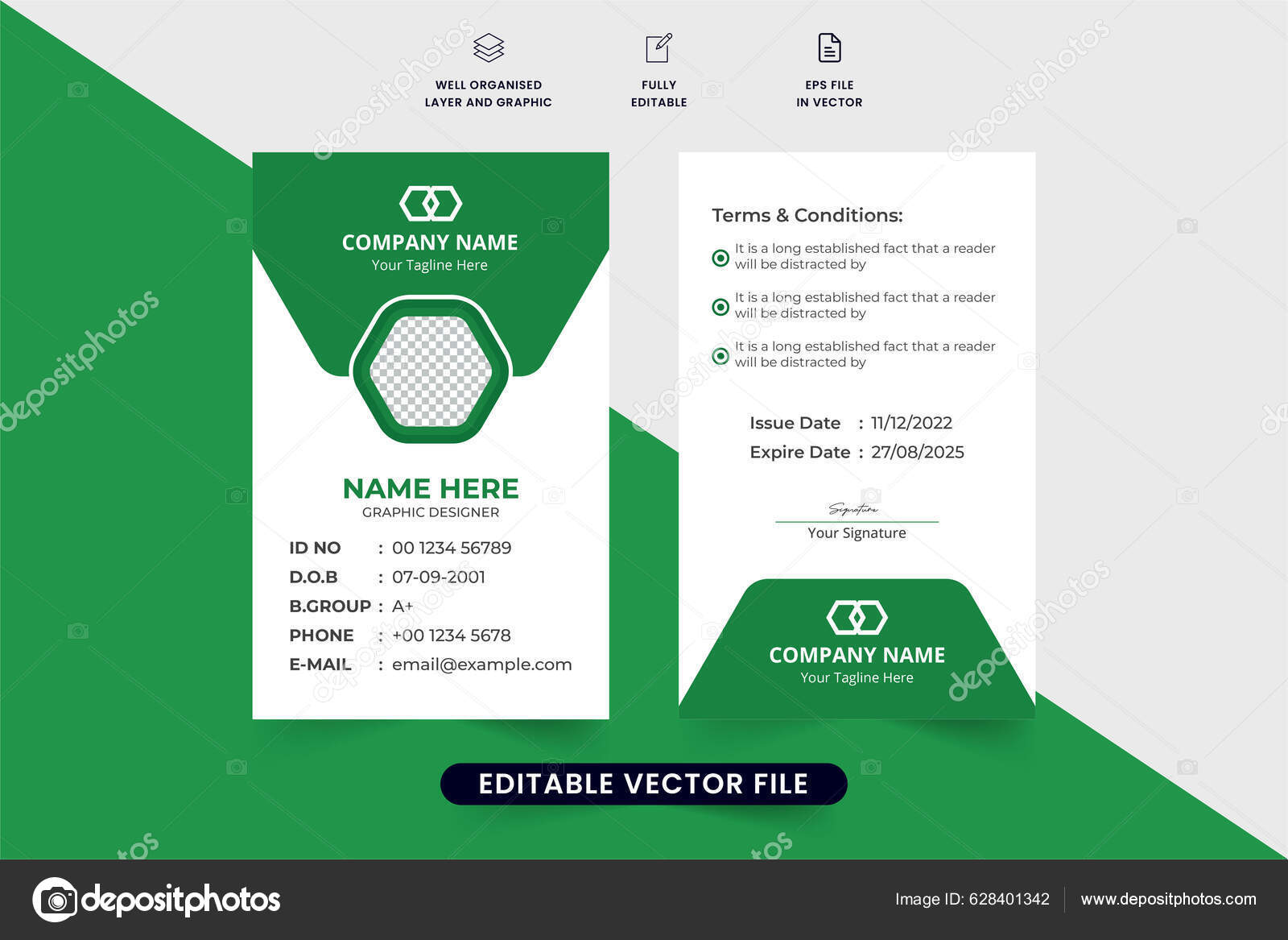 Creative Company Card Design Employees Identification Card Template ...