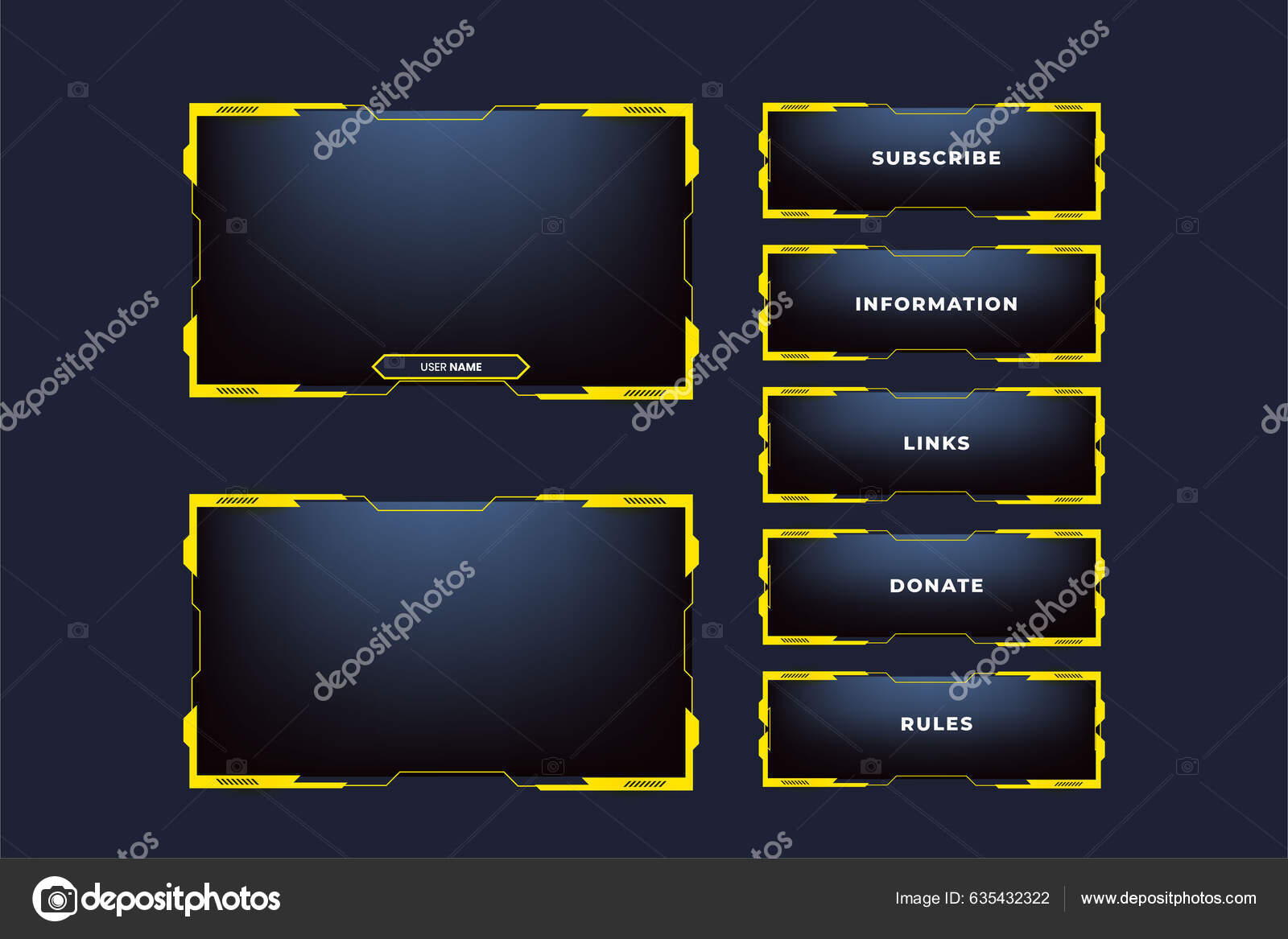 Broadcast Screen Interface Design Button Elements Live Streaming ...