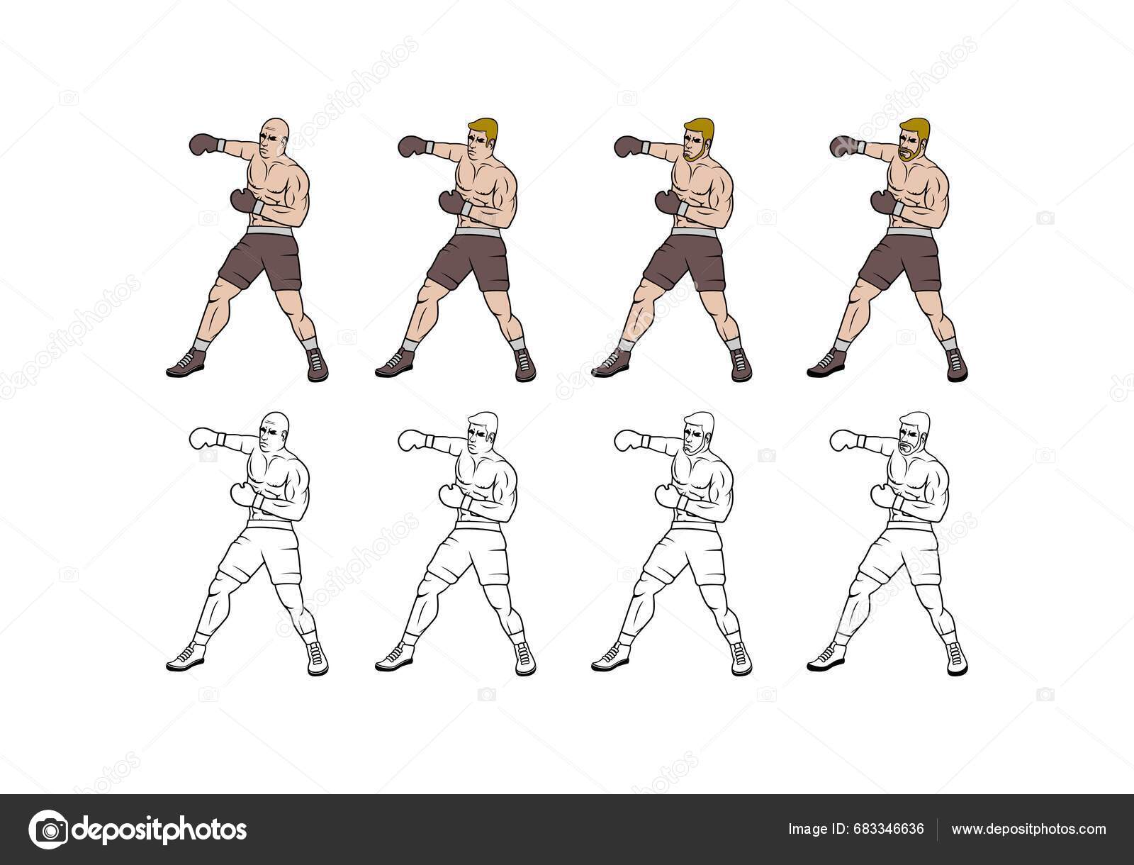 Boxeo Fighter Cartoon Character Design Ilustración Vector Eps Formato ...