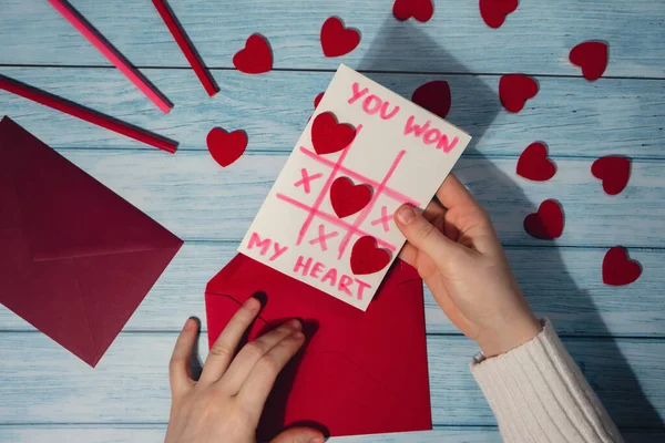 Valentines Day. Instructions for making valentine cards. Text YOU WON ...