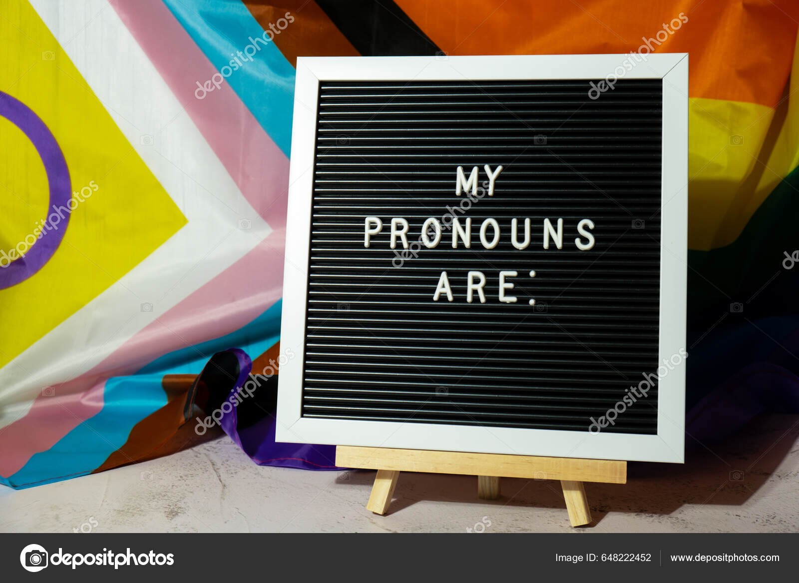 Pronouns Text Neo Pronouns Concept Rainbow Flag Background Gender ...