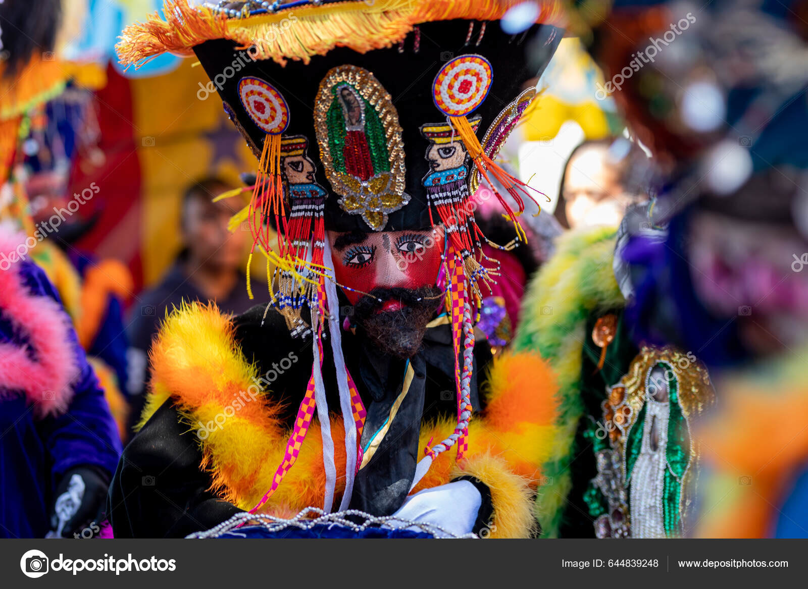 Primer Plano Máscara Chinelo Bailando Carnaval Estado México Cultura ...