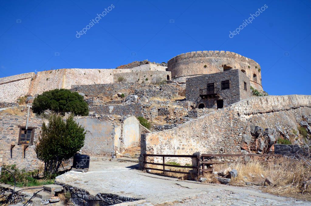 Greece, Crete, buildings built of stone in old Venetian Fortress ...