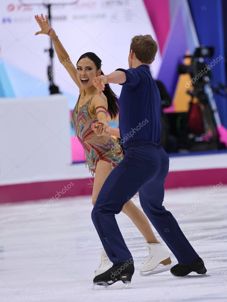 Madison Chock y Evan Bates (EE.UU. - Ice Dance Senior) durante las ...