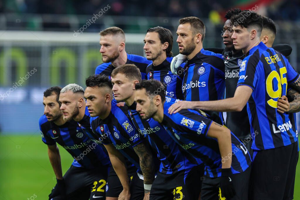 FC Internazionale team line up during Serie A 2022/23 football match between FC Internazionale ...