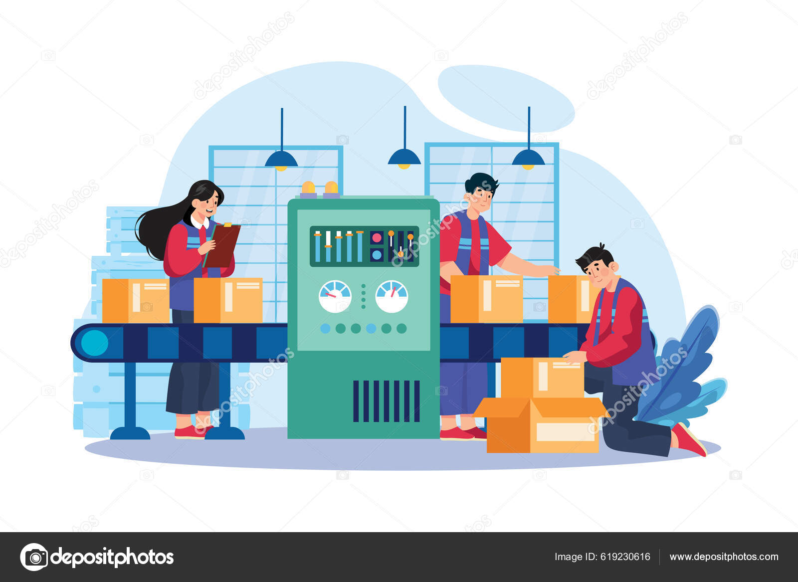 Factory Production Packaging Illustration Concept White Background ...