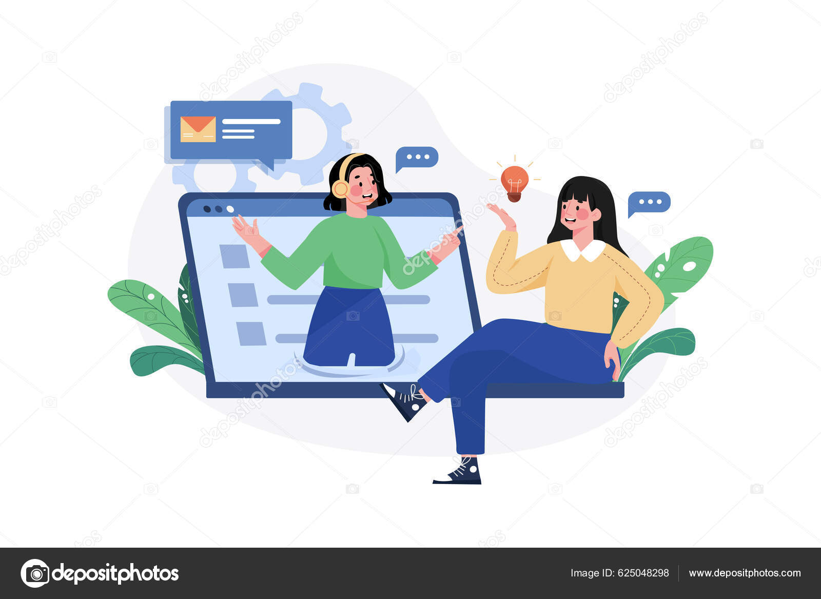 Virtual Assistant Flat Illustration Concept White Background Stock ...