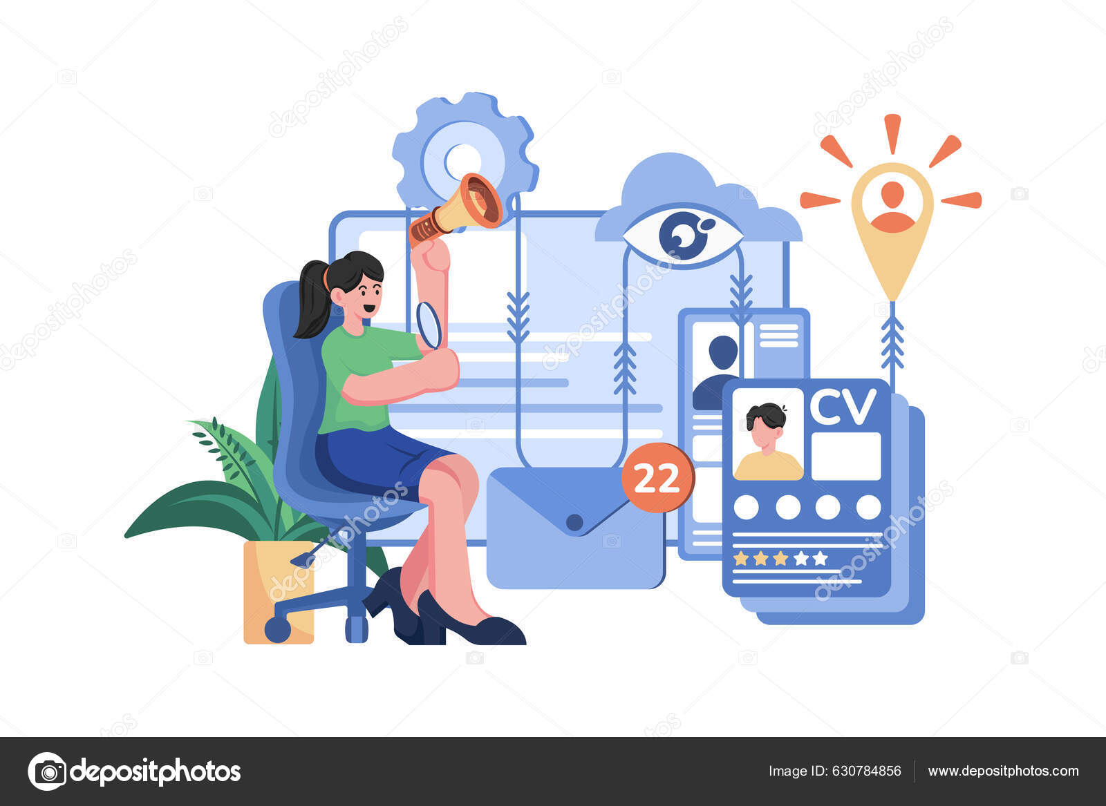 Recruitment Process Illustration Concept Flat Illustration Isolated ...