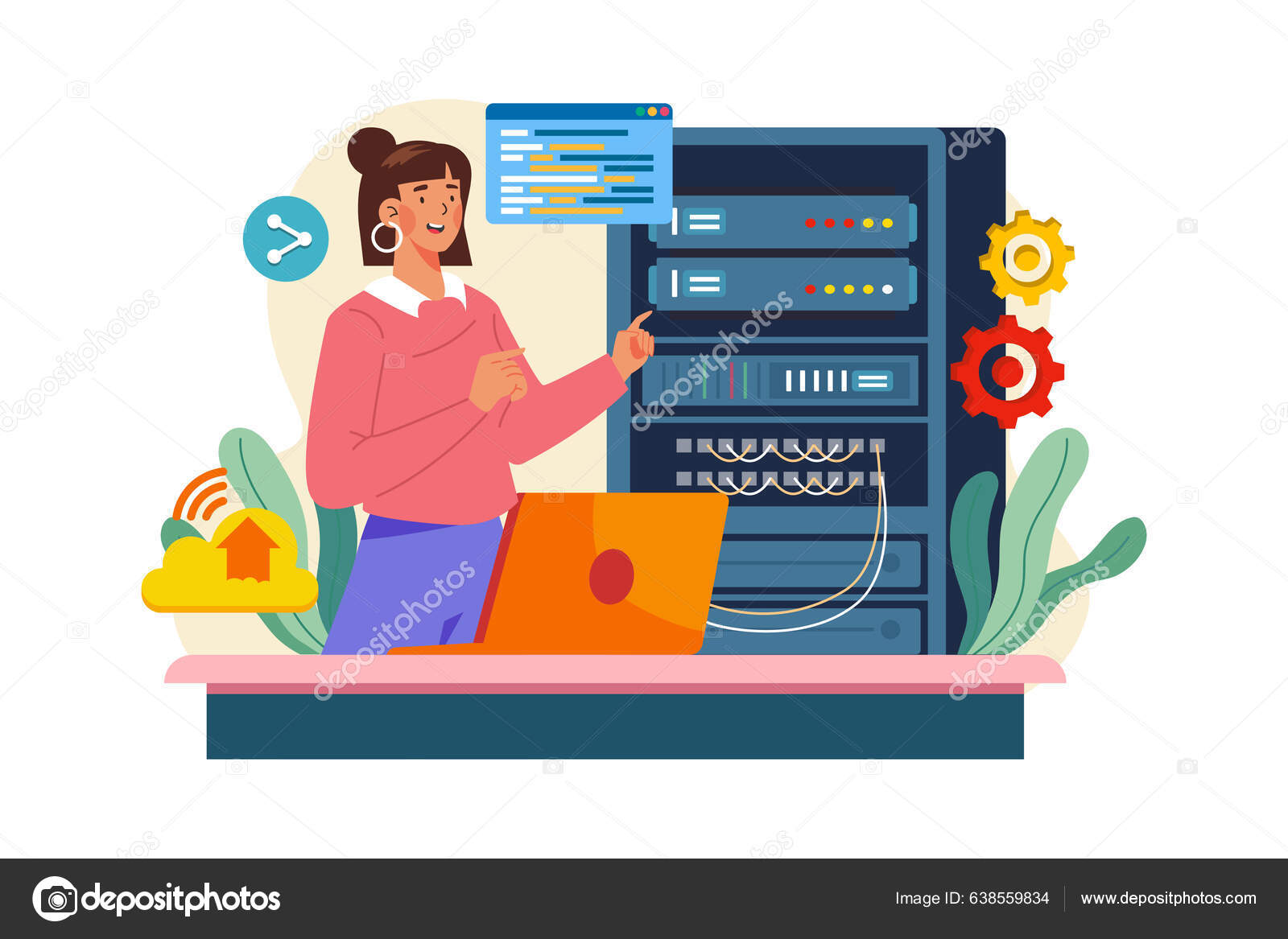 Server Maintenance Illustration Concept Flat Illustration Isolated ...