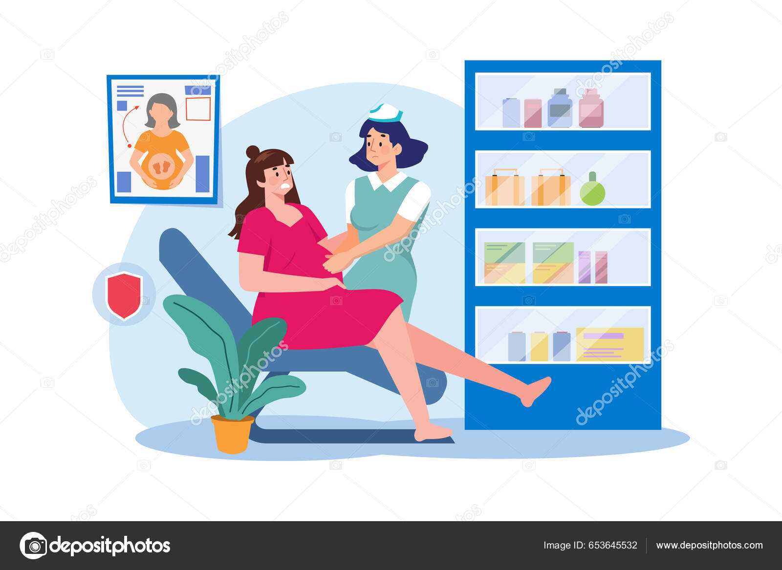 Midwife Provides Prenatal Care Assists Childbirth Stock Vector by ©freeslab 653645532