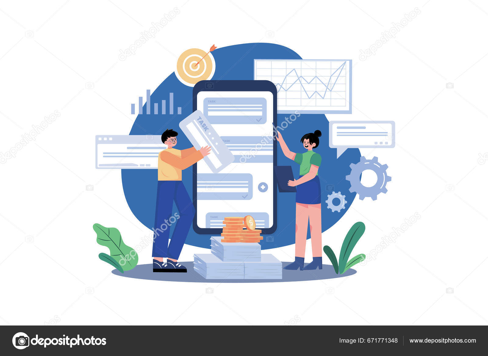 Business Task Management Illustration Concept Flat Illustration ...