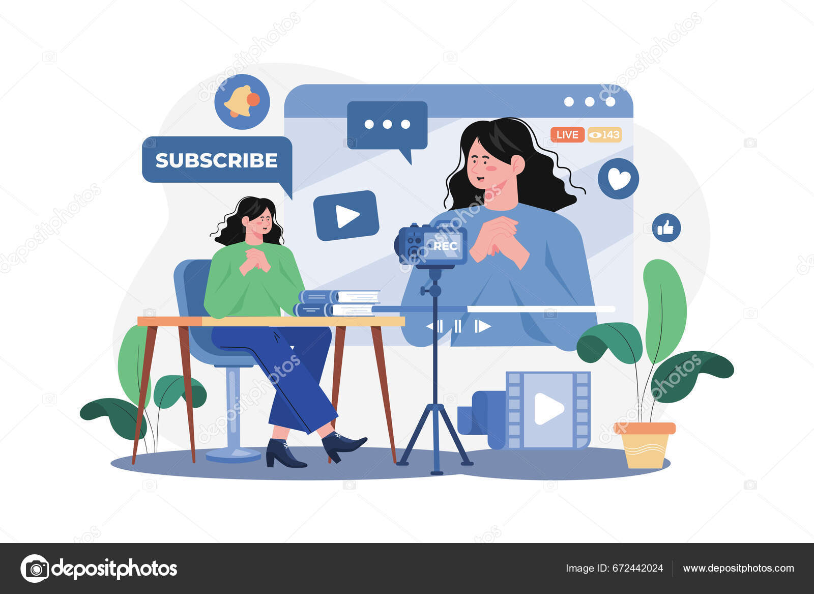 Content Creator Concepto Ilustración Una Ilustración Plana Aislada ...