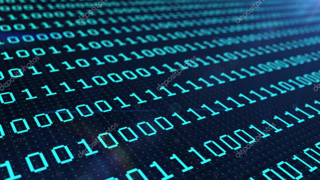 Columnas de códigos binarios azules símbolos digitales, compuestos por ...