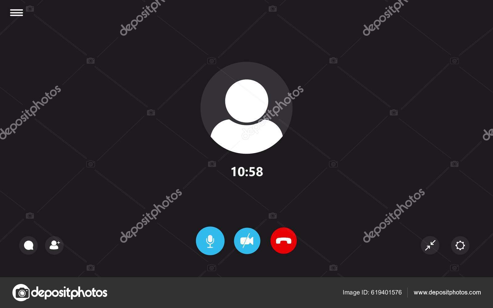 Video Call Chat App Standard Screen Calls Video Communications Mock ...