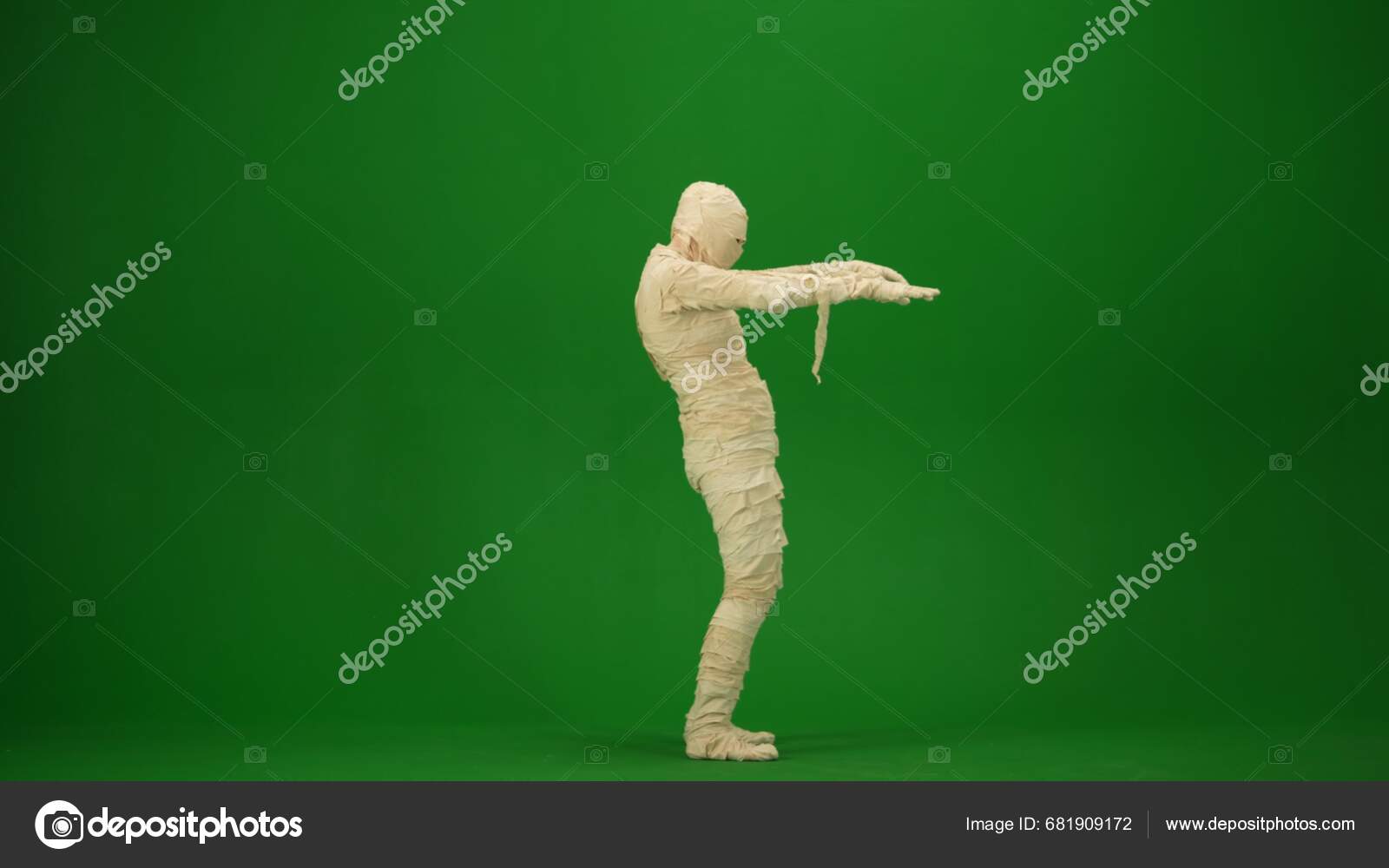 Green Screen Isolated Chroma Key Side View Photo Capturing Mummy ...