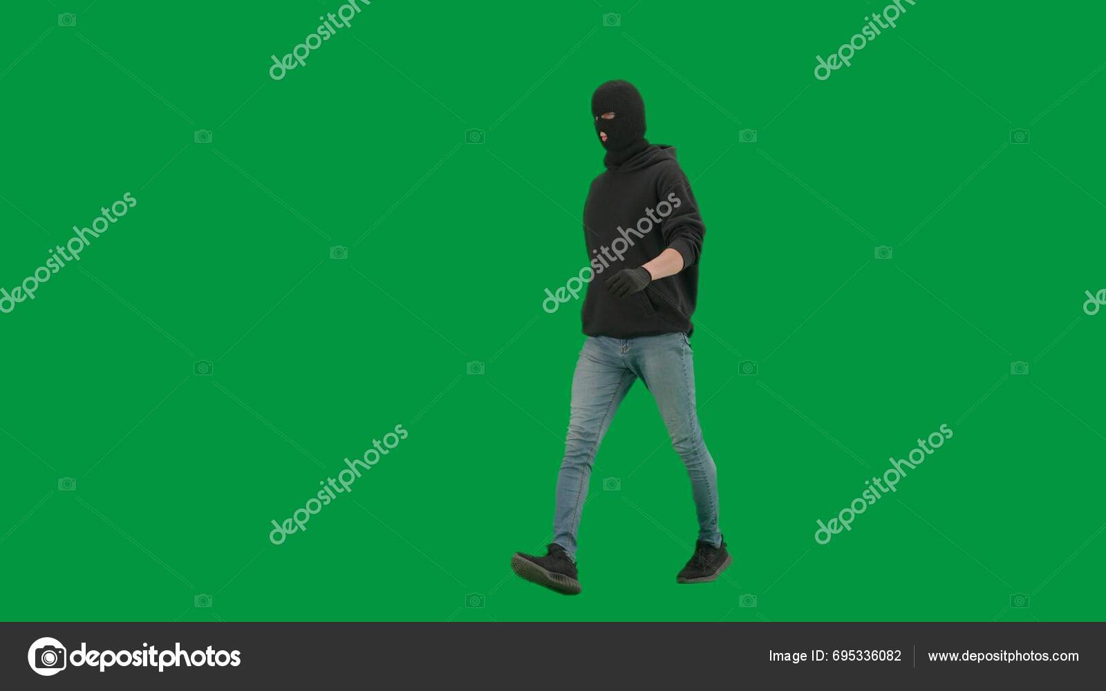 Robbery Criminal Concept Portrait Thief Chroma Key Green Screen ...