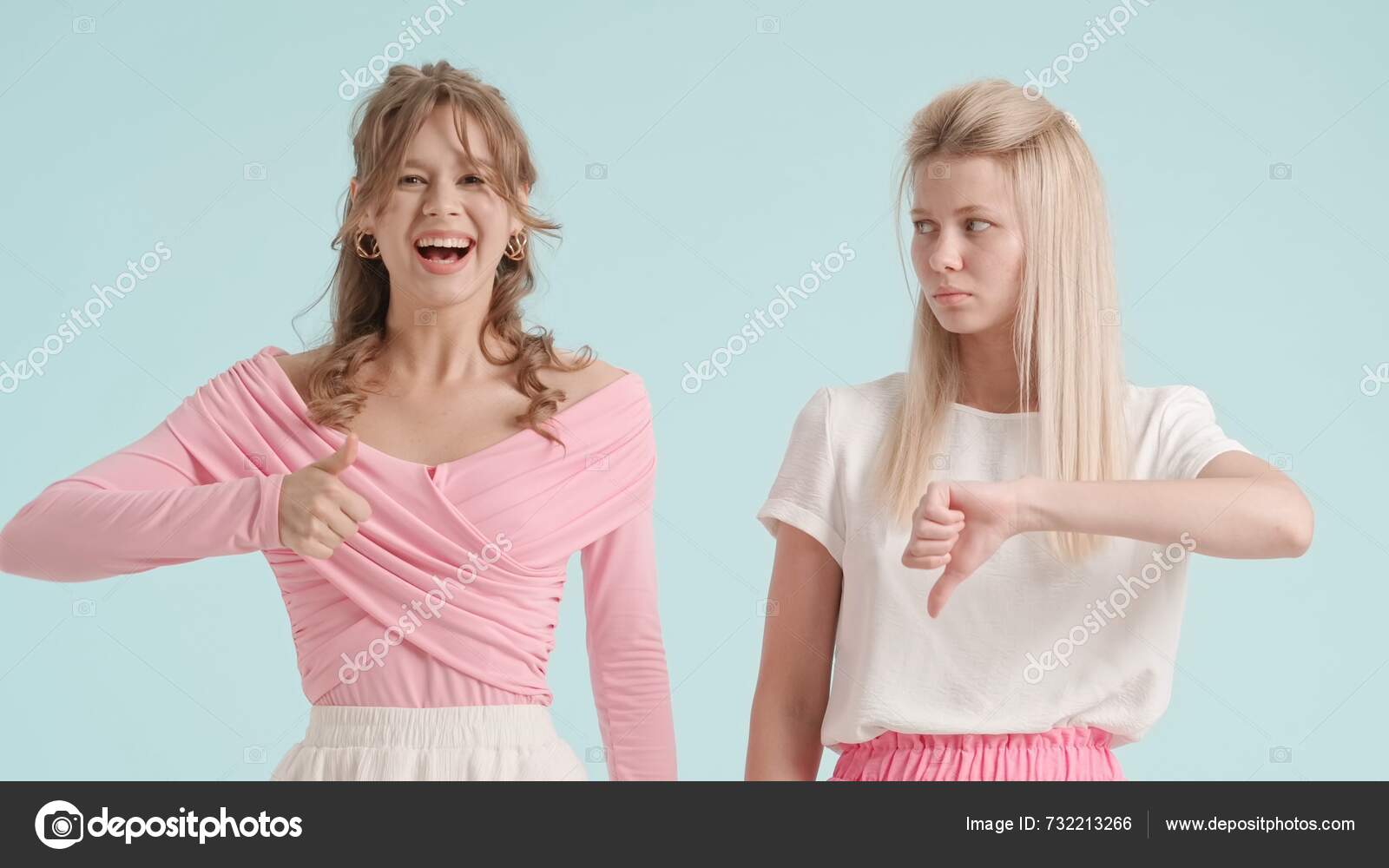 Two Young Millennials Females Posing Studio Young Fashionable Women ...