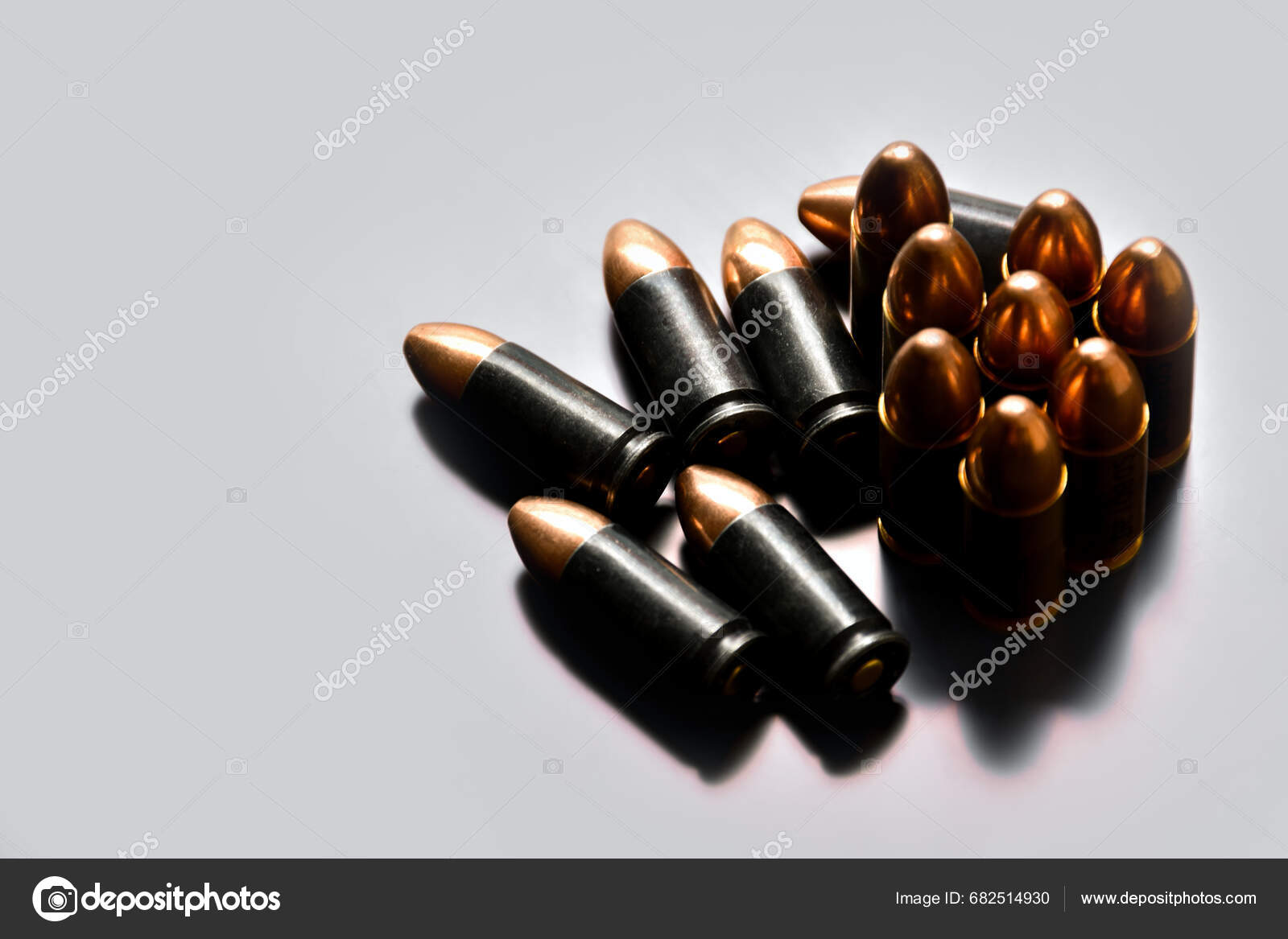 9Mm Pistol Gun Bullets Gray Background Soft Focus New Edited Stock ...