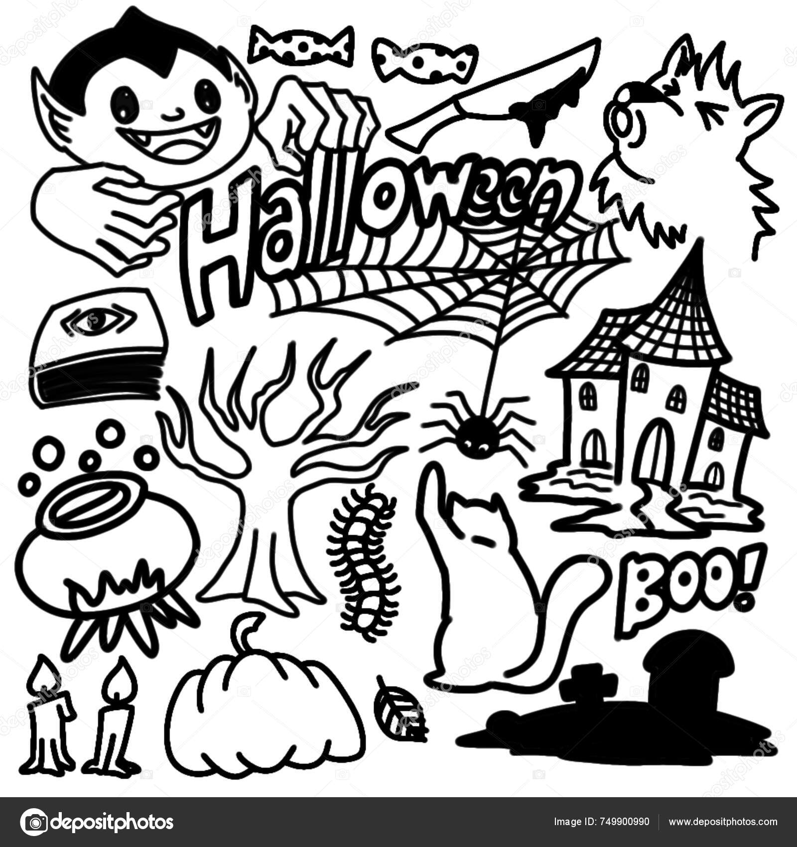 Halloween Doodle Clip Art Set Featuring Vampire Wolf Eye Pumpkin ...