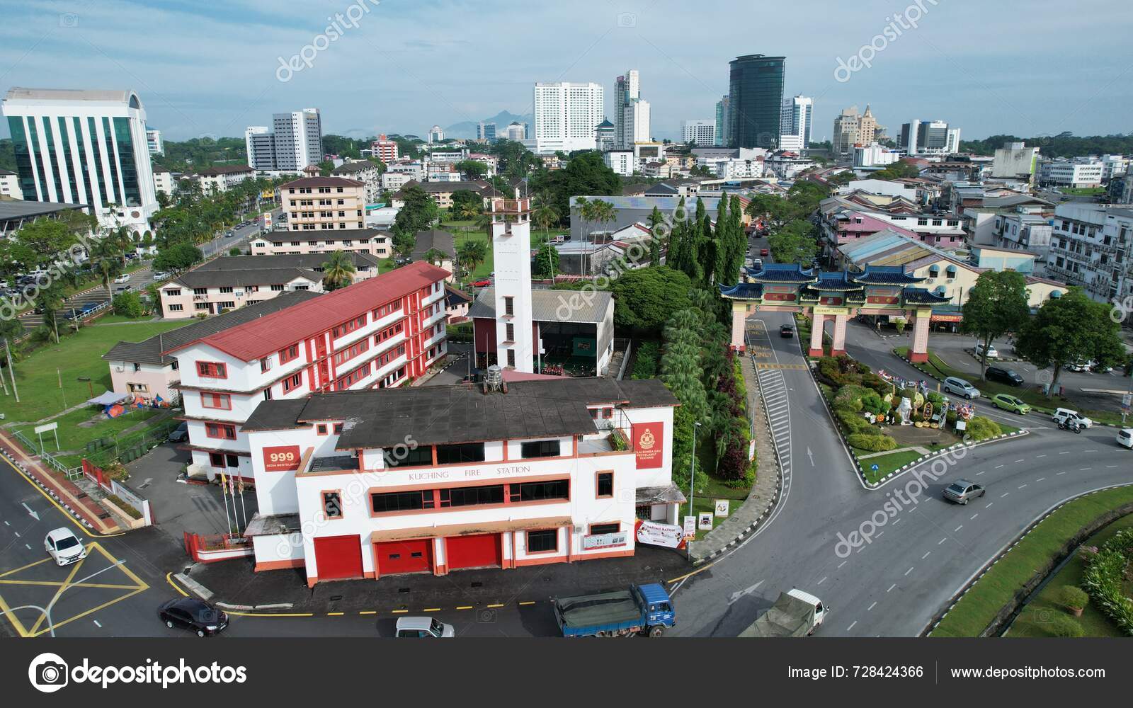 Kuching Malaysia June 2024 Aerial View Landmark Buildings Kuching City ...