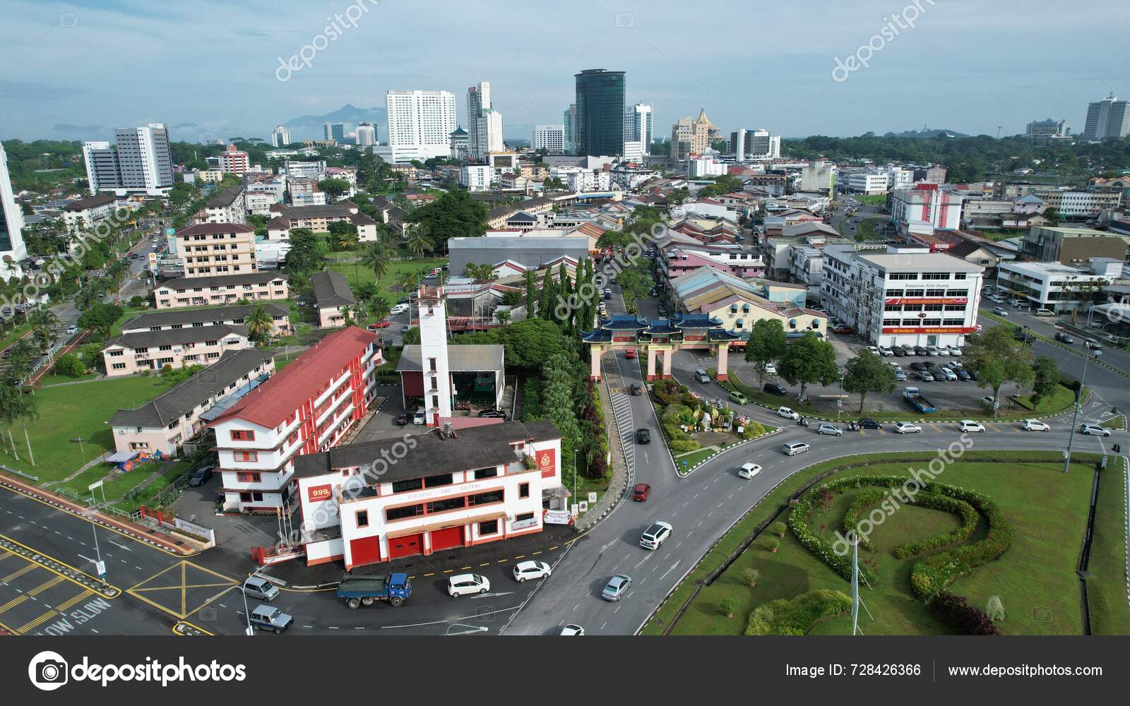 Kuching Malaysia June 2024 Aerial View Landmark Buildings Kuching City ...