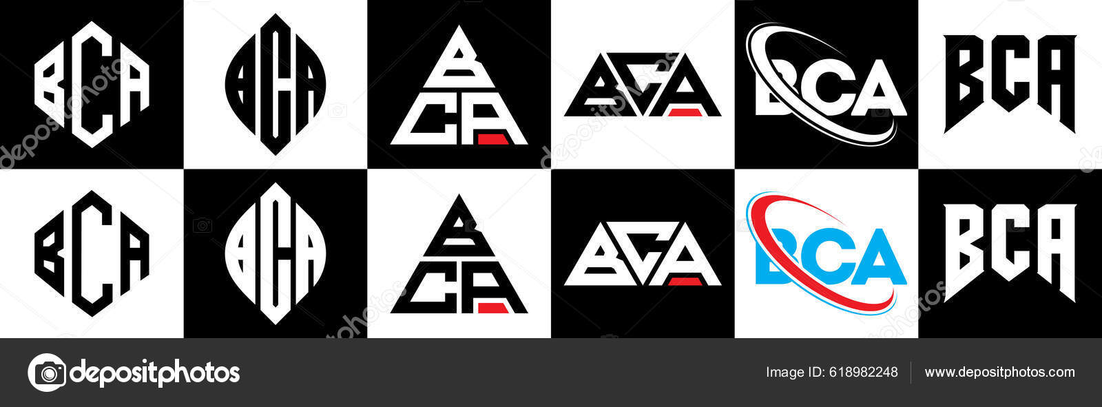 Bca Letter Logo Design Six Style Bca Polygon Circle Triangle Stock ...