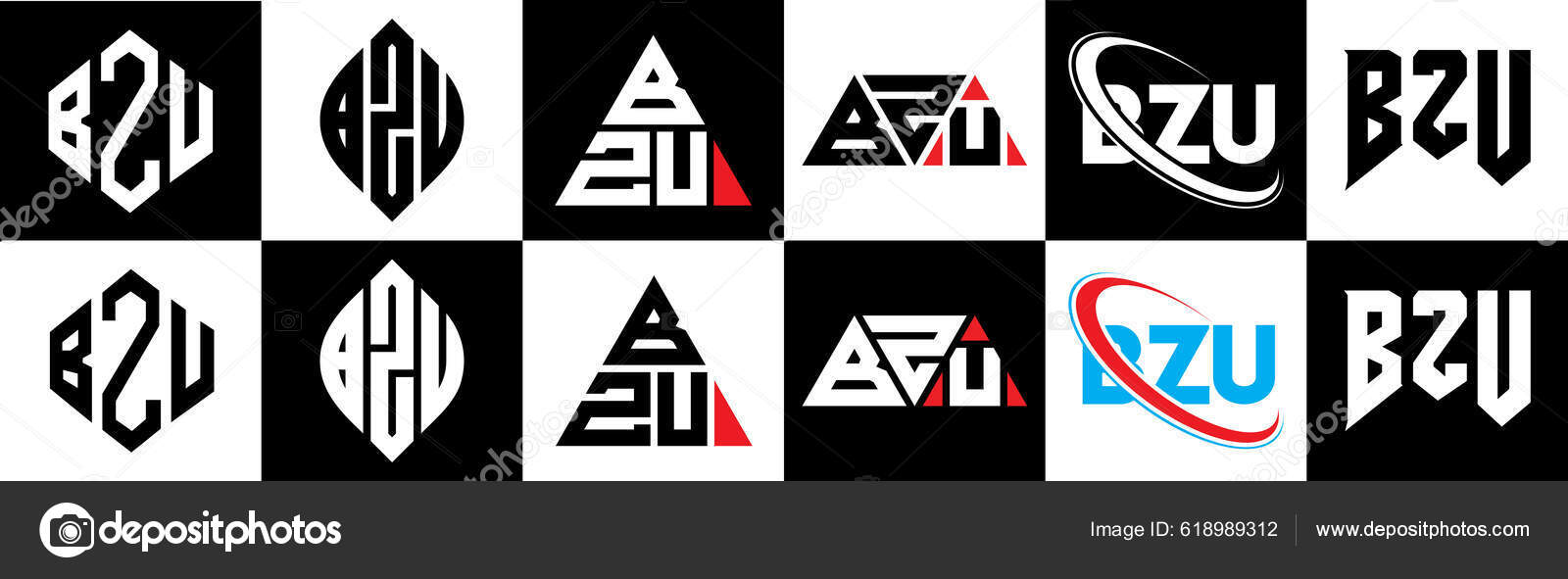 Bzu Letter Logo Design Six Style Bzu Polygon Circle Triangle Stock ...