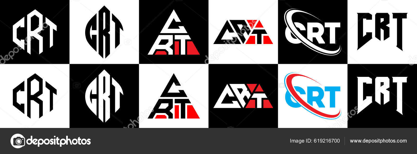 Crt Letter Logo Design Six Style Crt Polygon Circle Triangle Stock ...