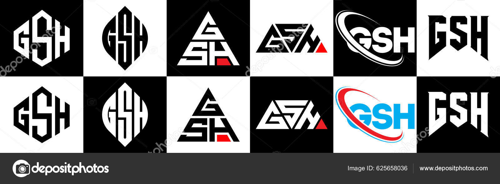 Gsh Letter Logo Design Six Style Gsh Polygon Circle Triangle Stock ...