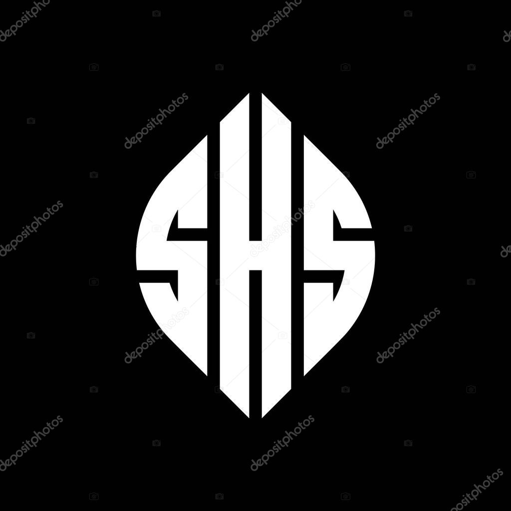 SHS círculo letra logo diseño con forma de círculo y elipse. SHS elipse letras con estilo ...
