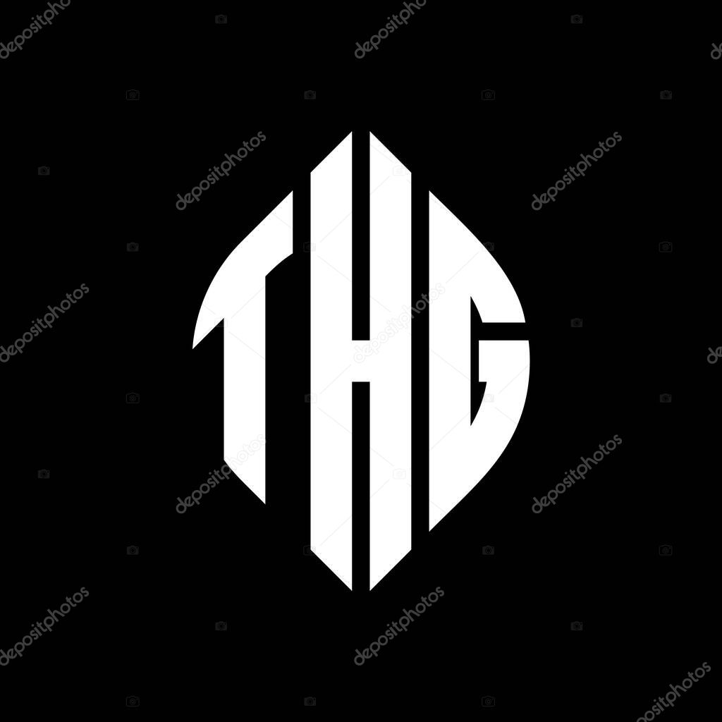 Diseño del logotipo de la letra del círculo THG con forma de círculo y elipse. THG elipse letras ...