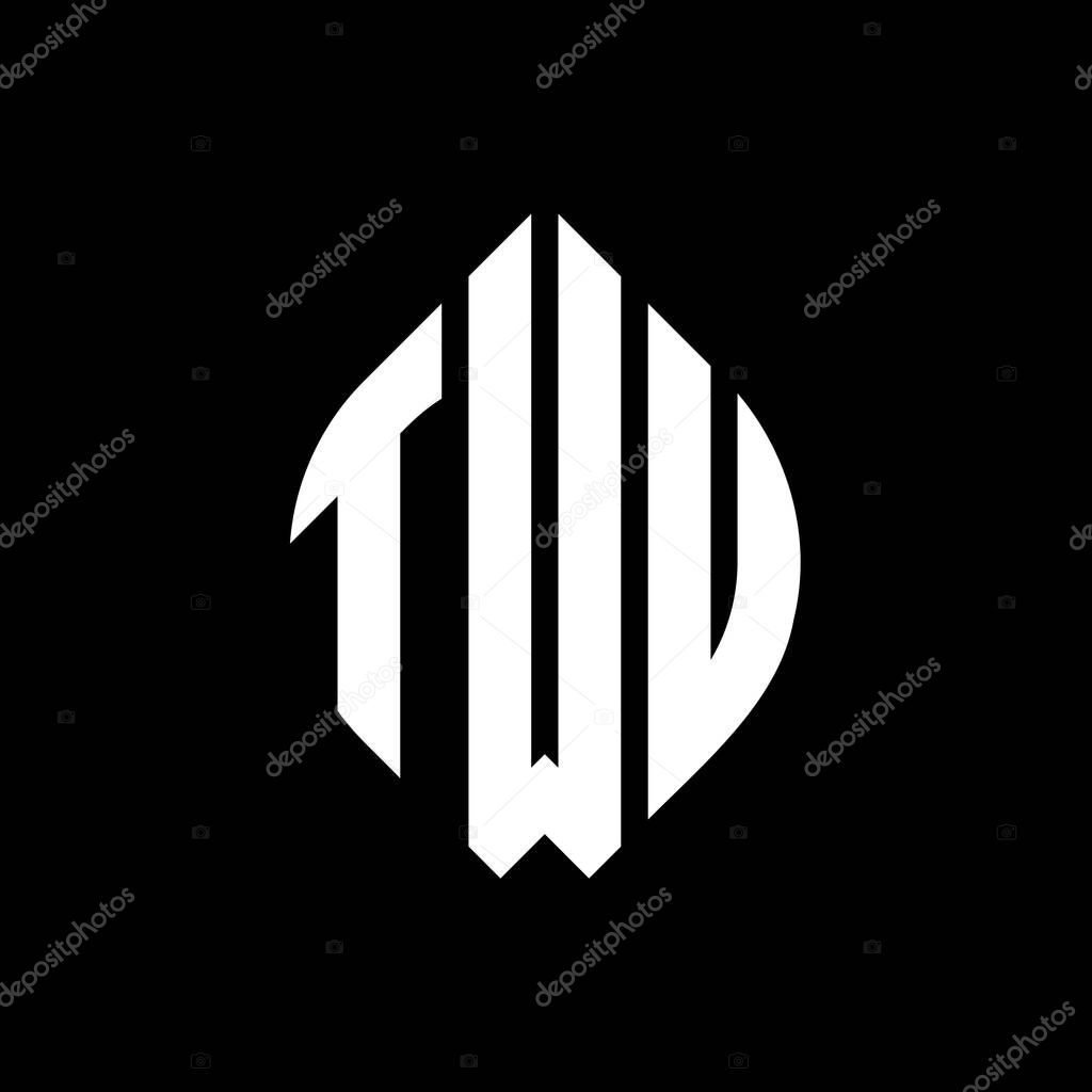Diseño del logotipo de la letra del círculo TWU con forma de círculo y ...