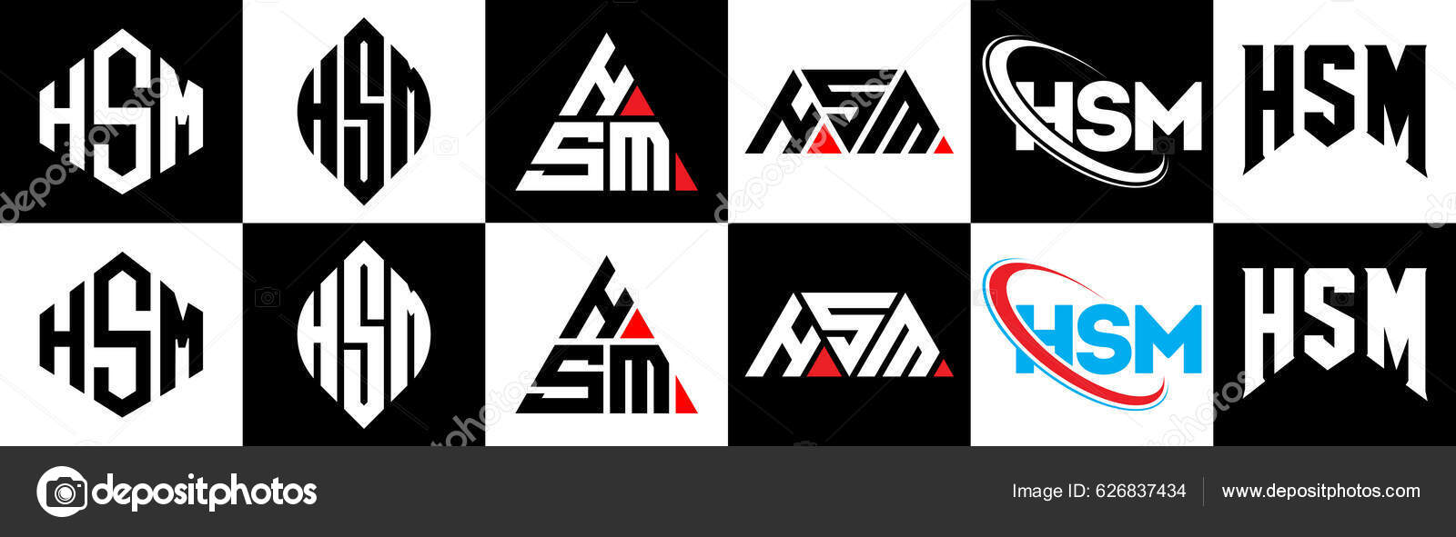 Hsm Letter Logo Design Six Style Hsm Polygon Circle Triangle Stock ...