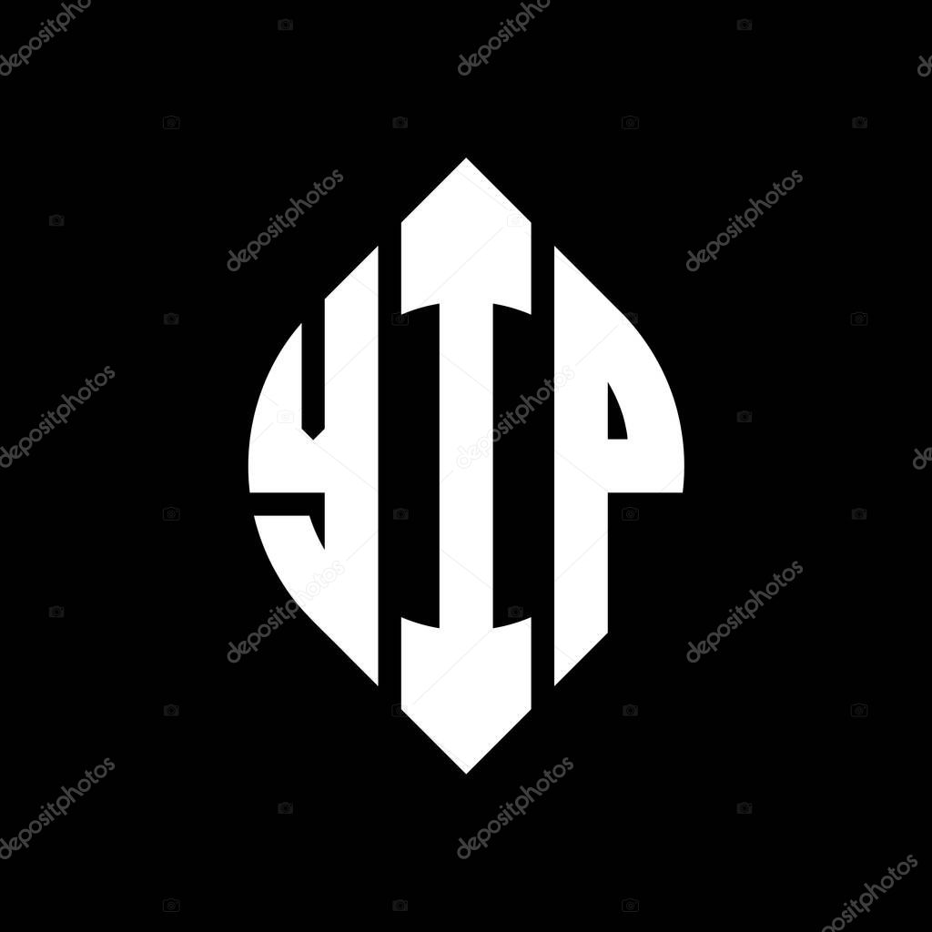 Diseño del logotipo de la letra del círculo YIP con forma de círculo y elipse. YIP elipse letras ...