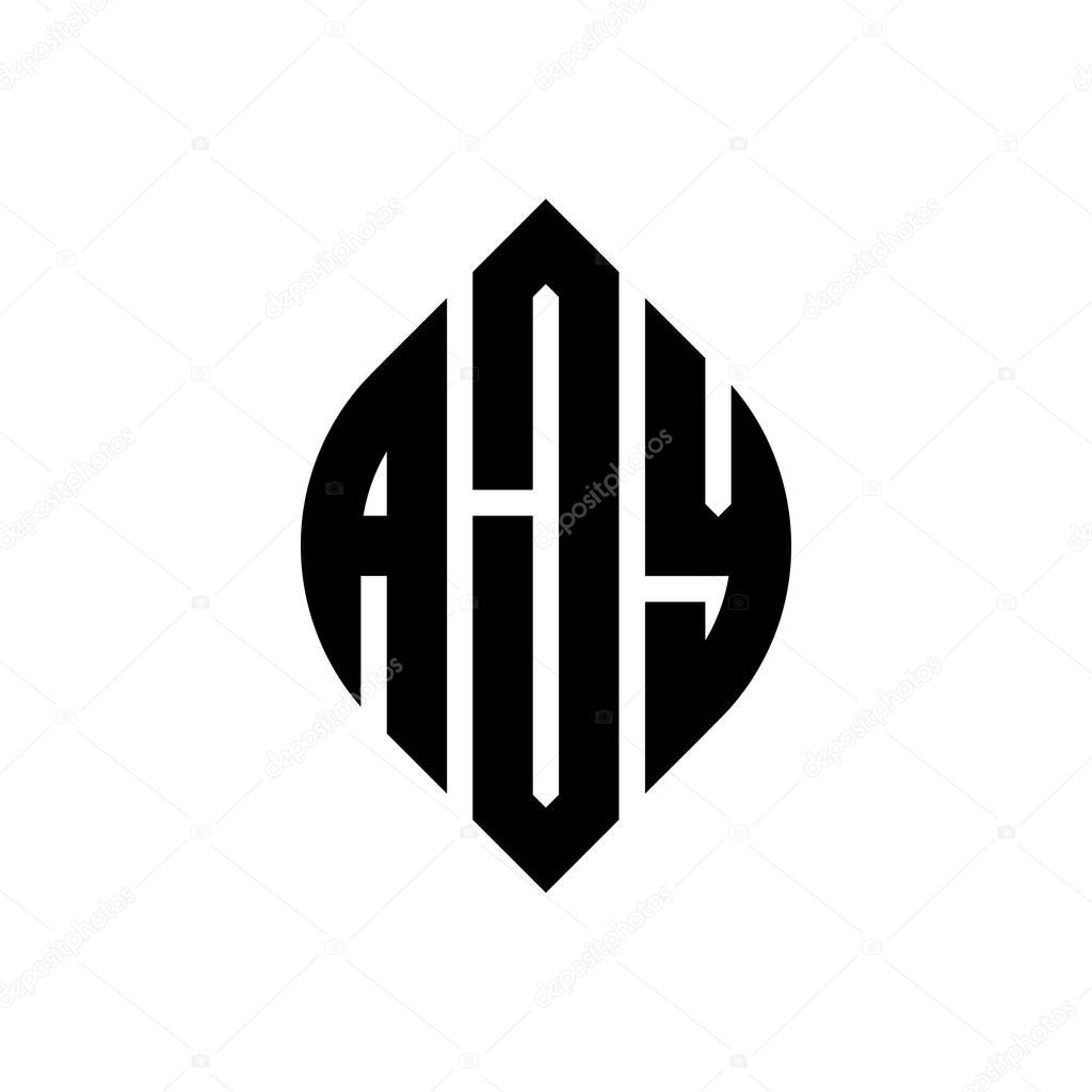 Diseño de logotipo de letra de círculo AJY con forma de círculo y elipse. Letras elipse AJY con ...
