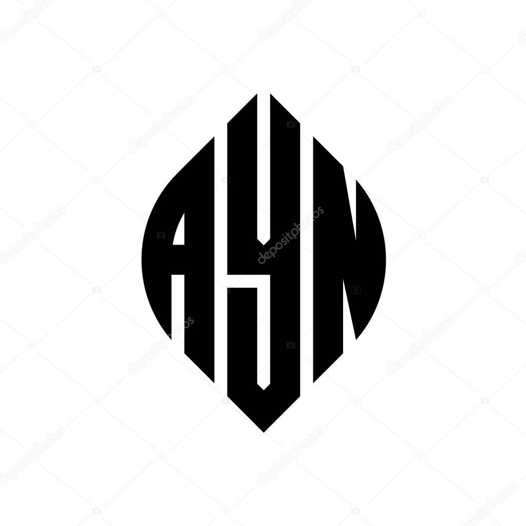 Diseño de logotipo de letra de círculo AYN con forma de círculo y ...