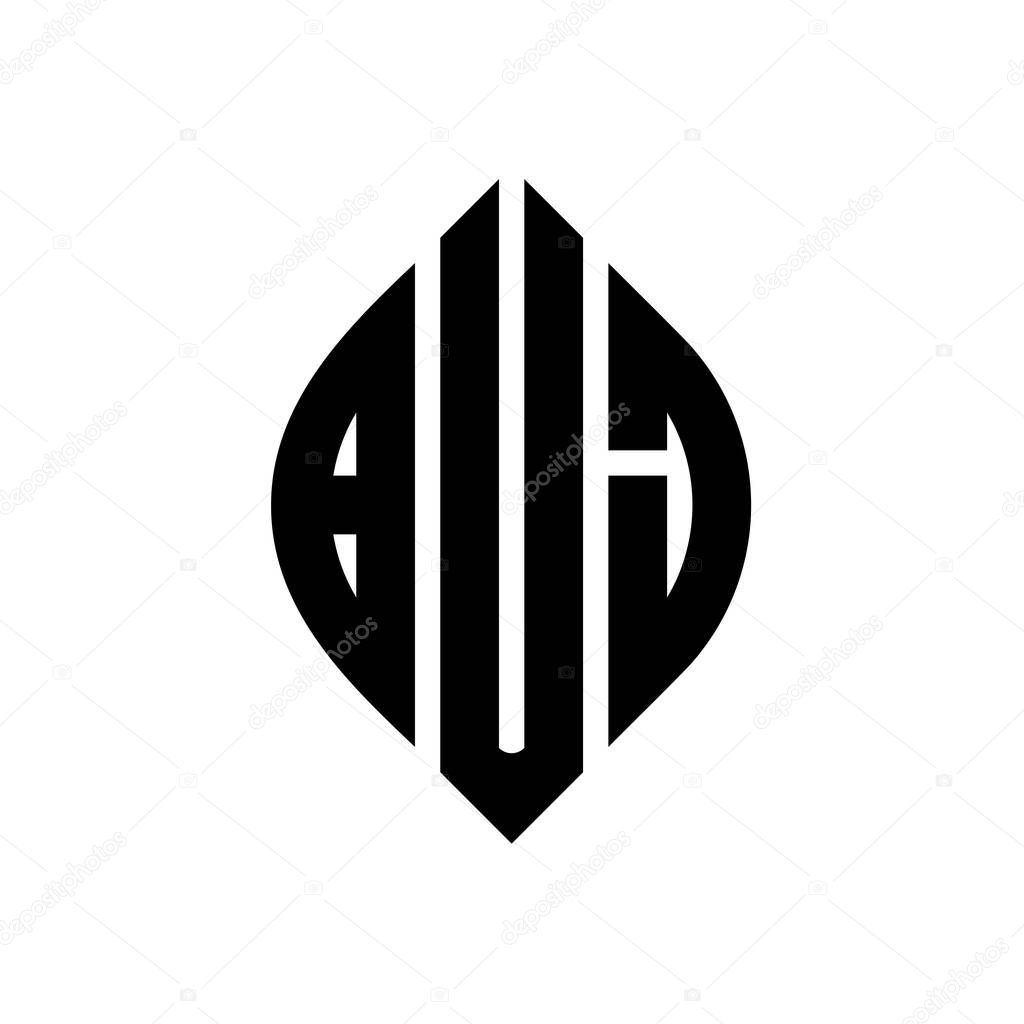 BUJ círculo letra logo diseño con forma de círculo y elipse. BUJ elipse ...