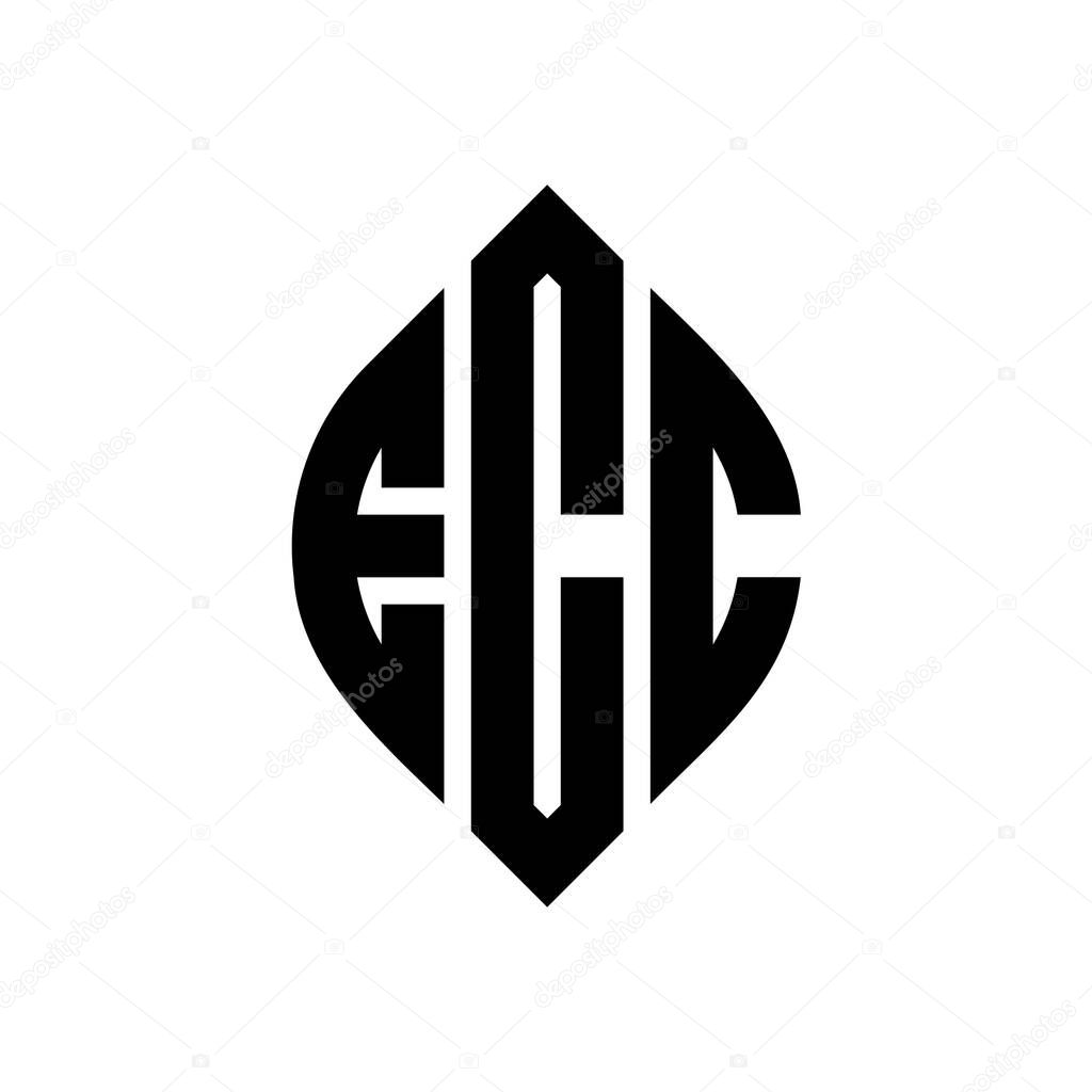 Diseño del logotipo de la letra del círculo ECC con forma de círculo y ...