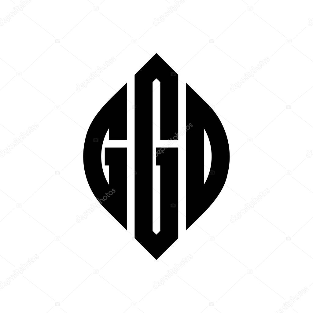 Diseño del logotipo de la letra del círculo GGD con forma de círculo y elipse. GGD elipse letras ...