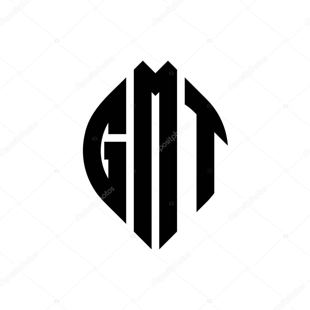 Diseño de logotipo de letra círculo GMT con forma de círculo y elipse ...