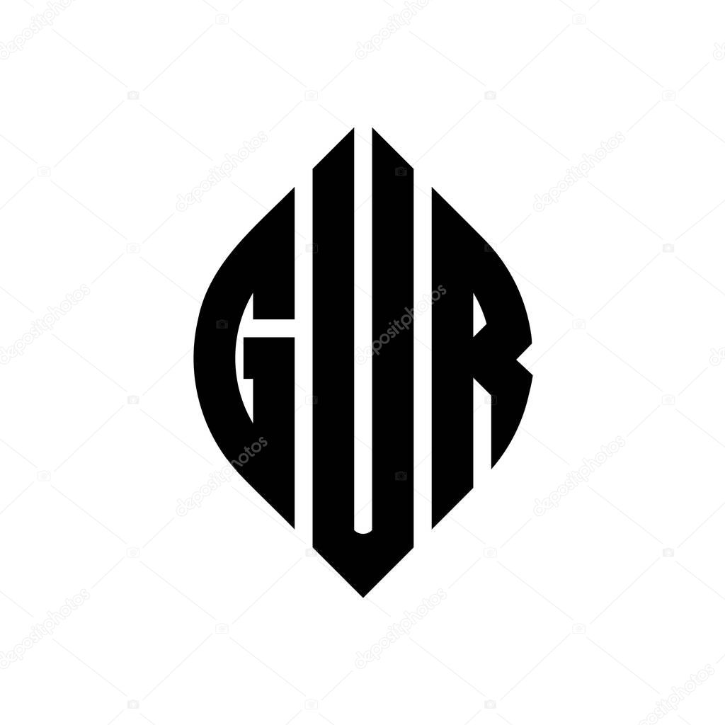 GUR círculo letra logo diseño con forma de círculo y elipse. GUR elipse ...