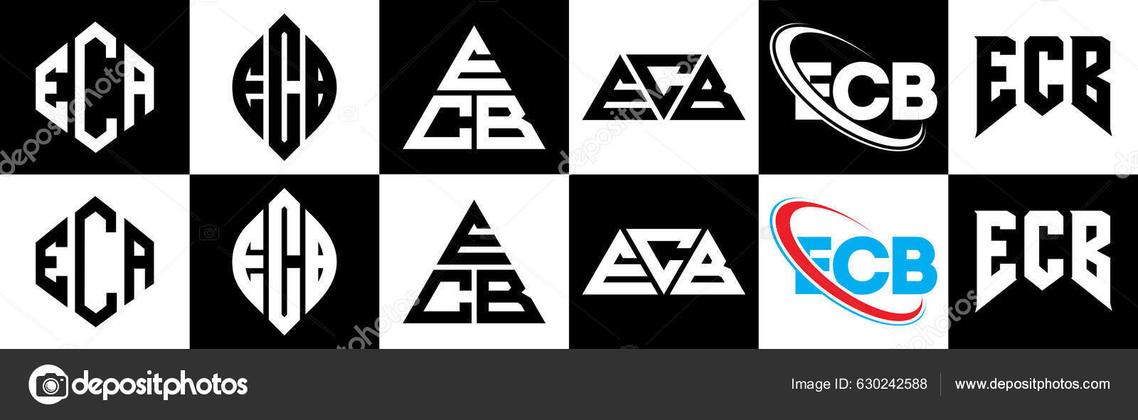 Ecb Letter Logo Design Six Style Ecb Polygon Circle Triangle Stock ...