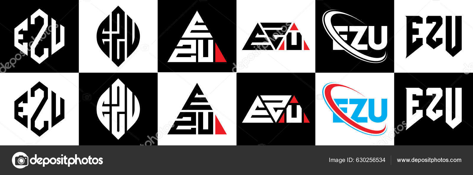 Ezu Letter Logo Design Six Style Ezu Polygon Circle Triangle Stock ...