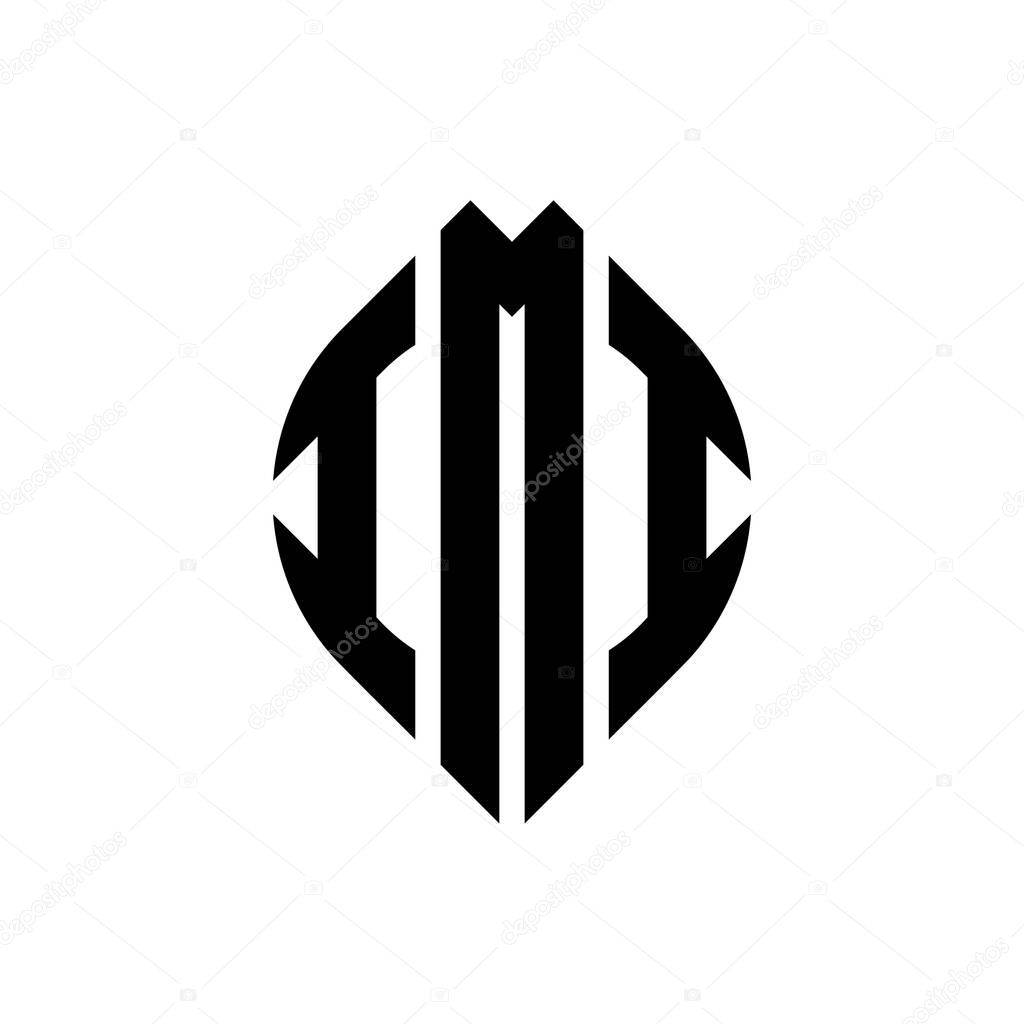 Diseño del logotipo de la letra del círculo IMI con forma de círculo y ...