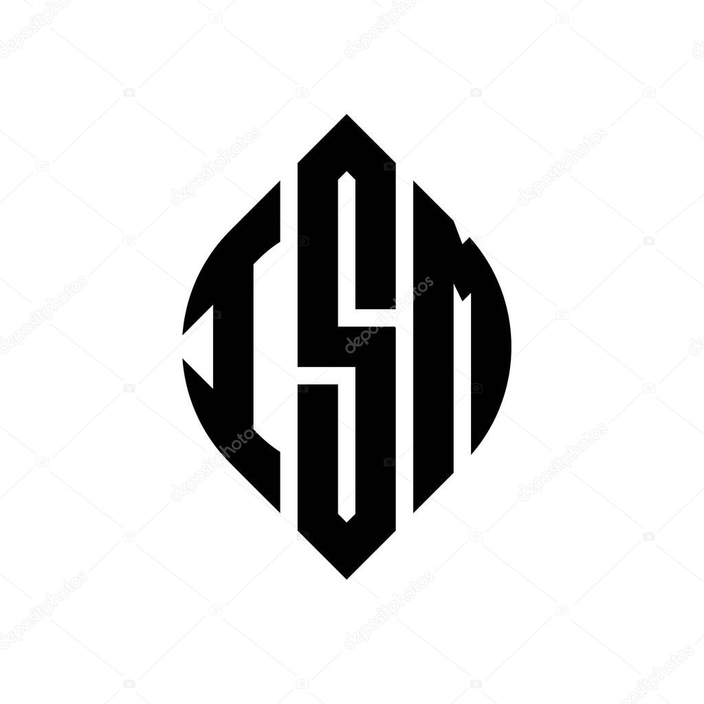 ISM círculo letra logo diseño con forma de círculo y elipse. ISM elipse ...