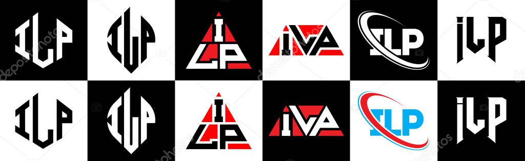 ILP letter logo design in six style. ILP polygon, circle, triangle ...